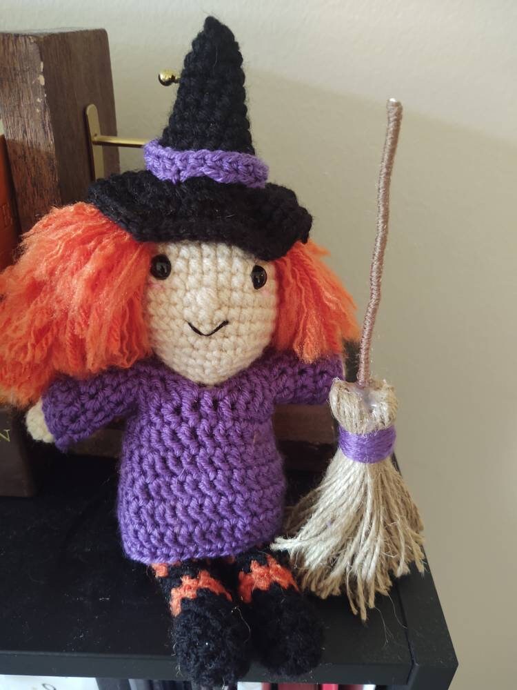 The Witch and Her Broom PATTERN Crochet Witch Pattern - Etsy