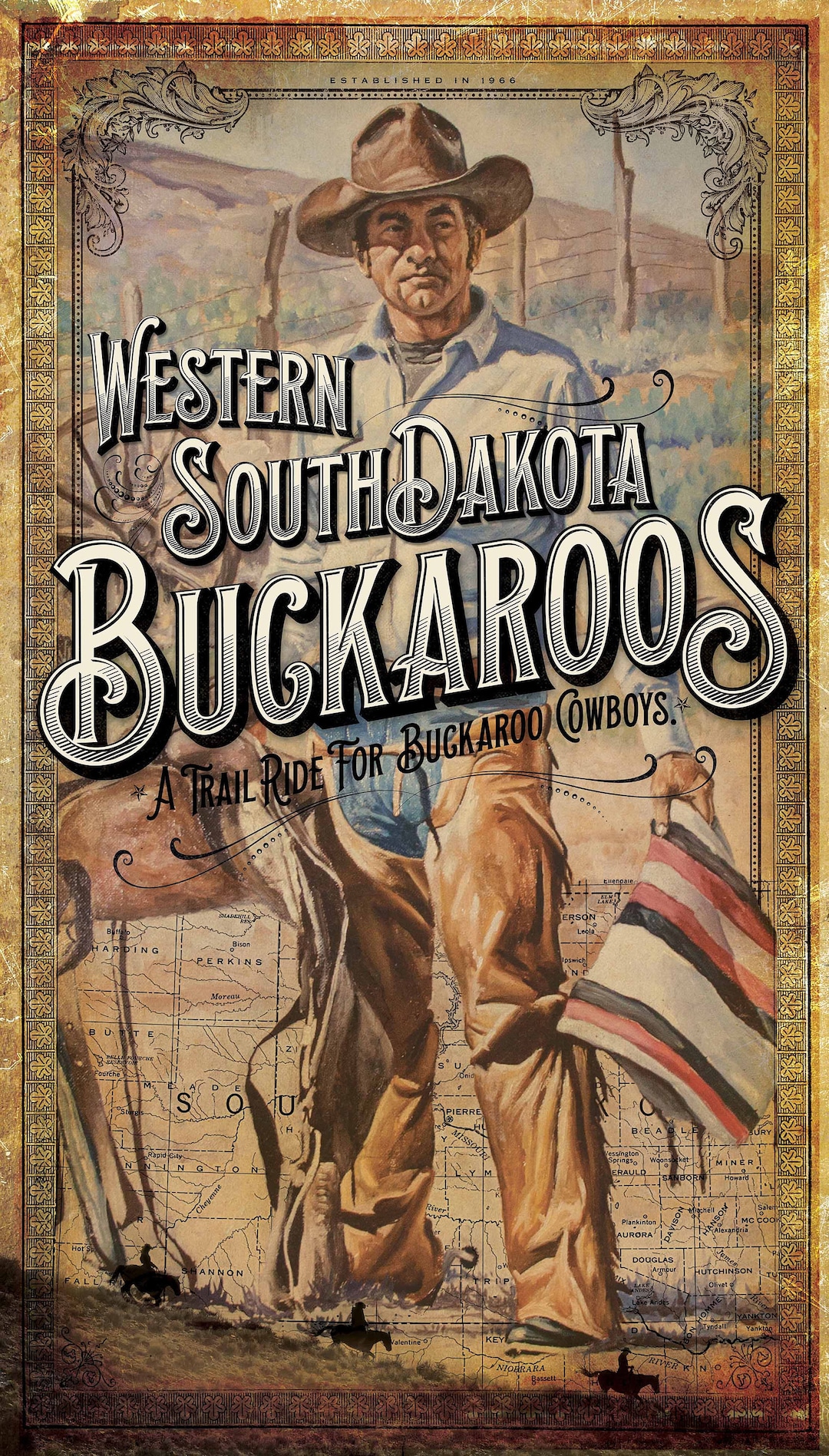 Western South Dakota Buckaroos Poster 18"x32" - Etsy