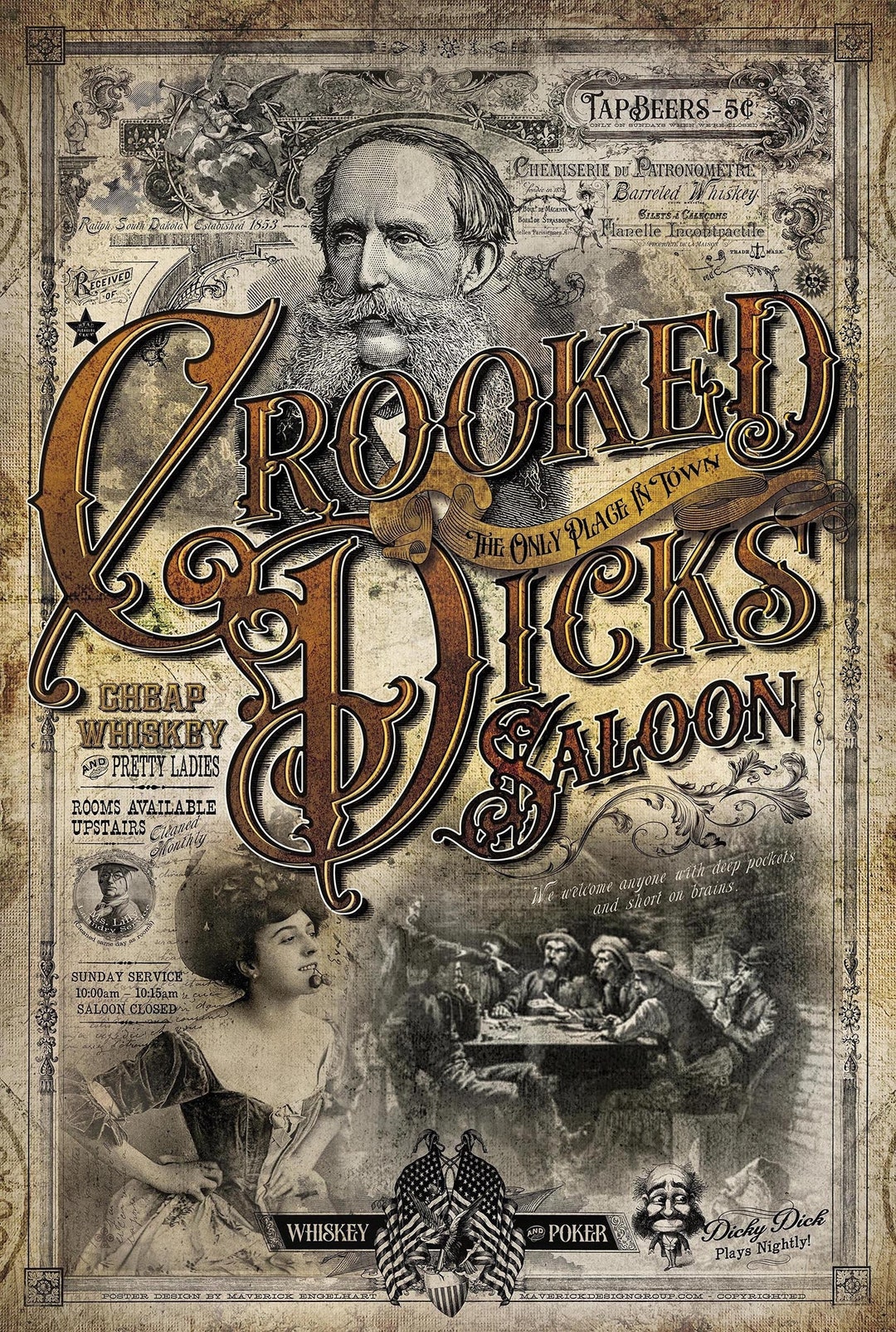 Crooked Dicks Saloon Poster - Etsy