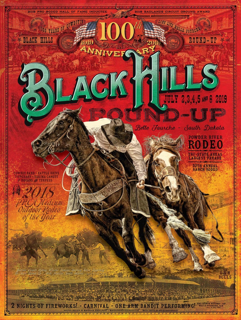 100 Anniversary Black Hills Round-up Rodeo Poster - 24"x32" - Etsy