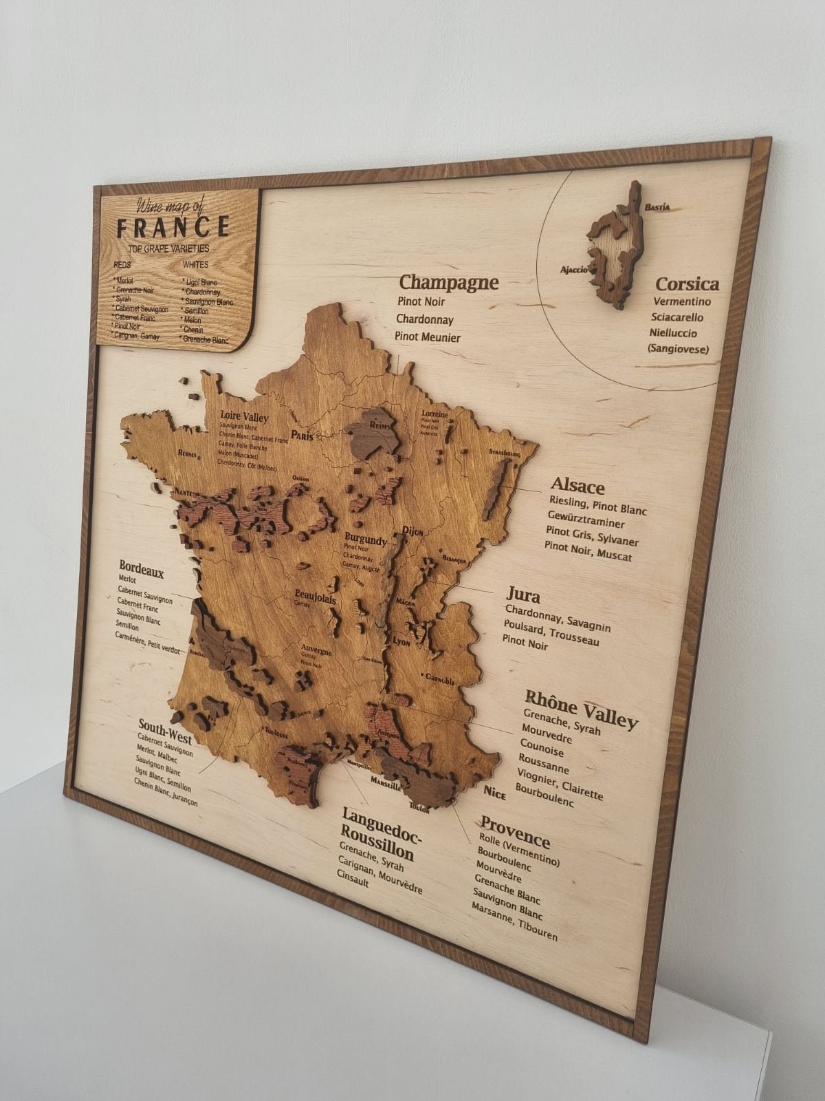 Wine Region Map France, Winelovers Gift, Wine Cellar Accessories ...