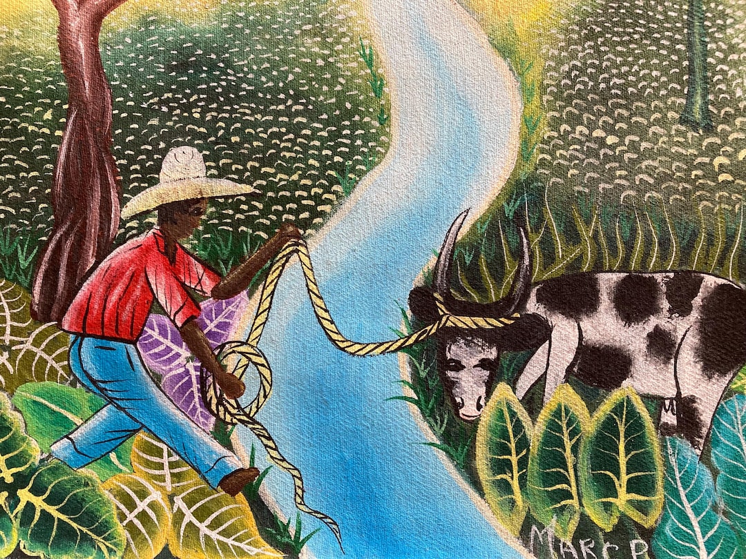 Original Painting From Haiti Everyday Life Celebrated Haitian Naive Art ...