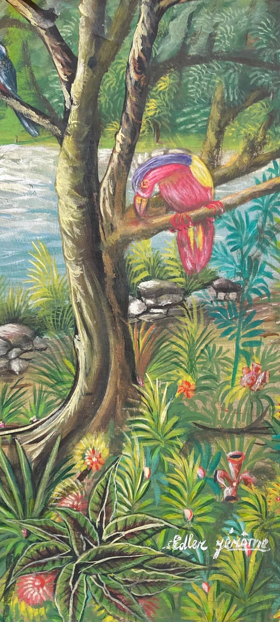 Haitian Painting Original Colorful Tropical Birds Foliage Tree Haiti ...