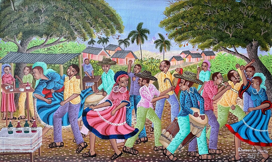 Original Painting Haiti Celebration Dancing Music Black Artist Haitian ...