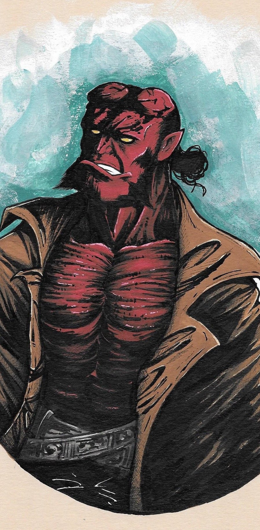 Original drawing Hellboy unique piece 21x30cm | Etsy