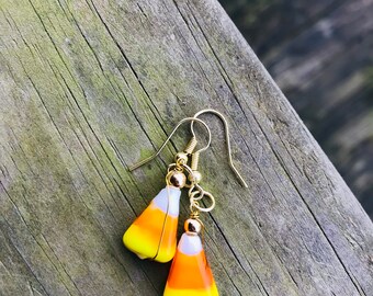 Candy Corn Earrings Candy Corn Jewelry Halloween Earrings - Etsy