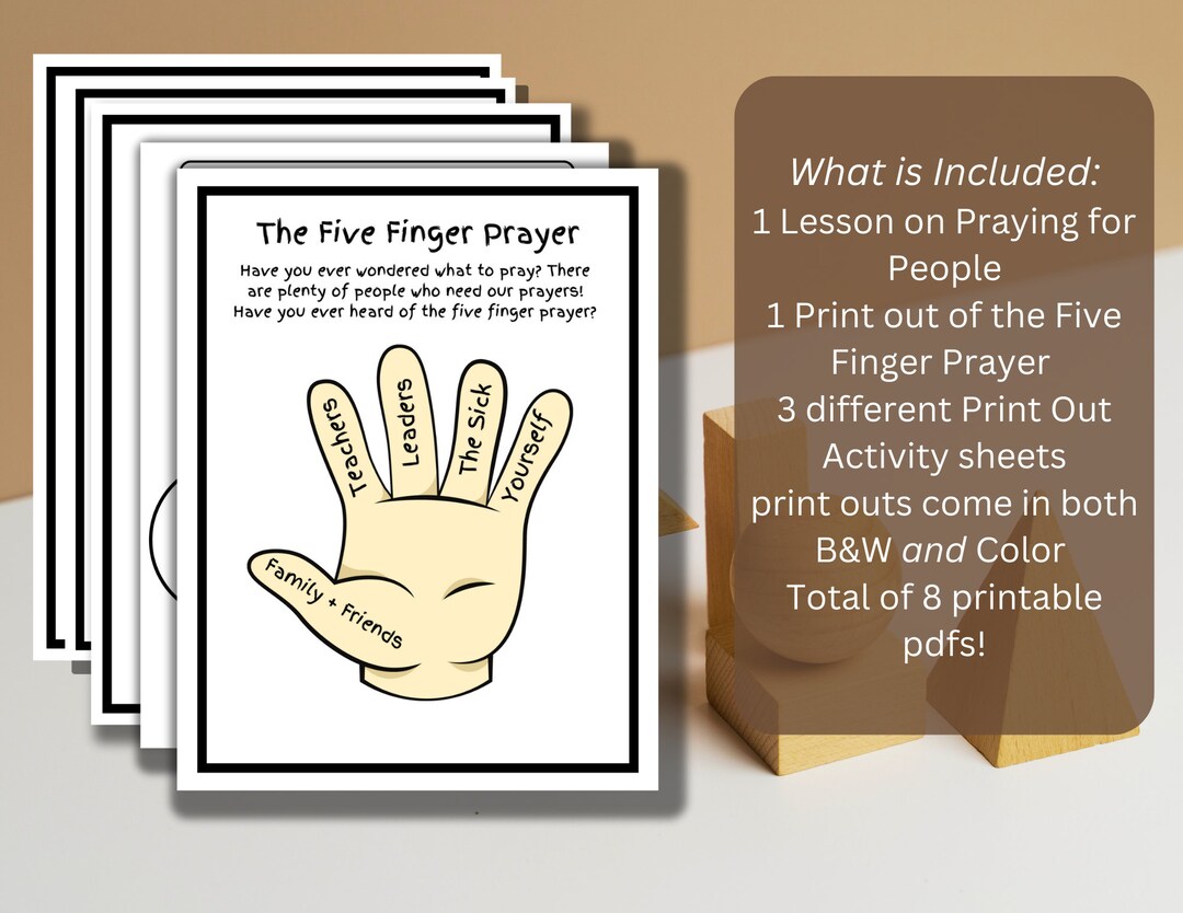 3 Bible Activities and Lesson on Five Finger Prayer, Kids Bible Lesson ...