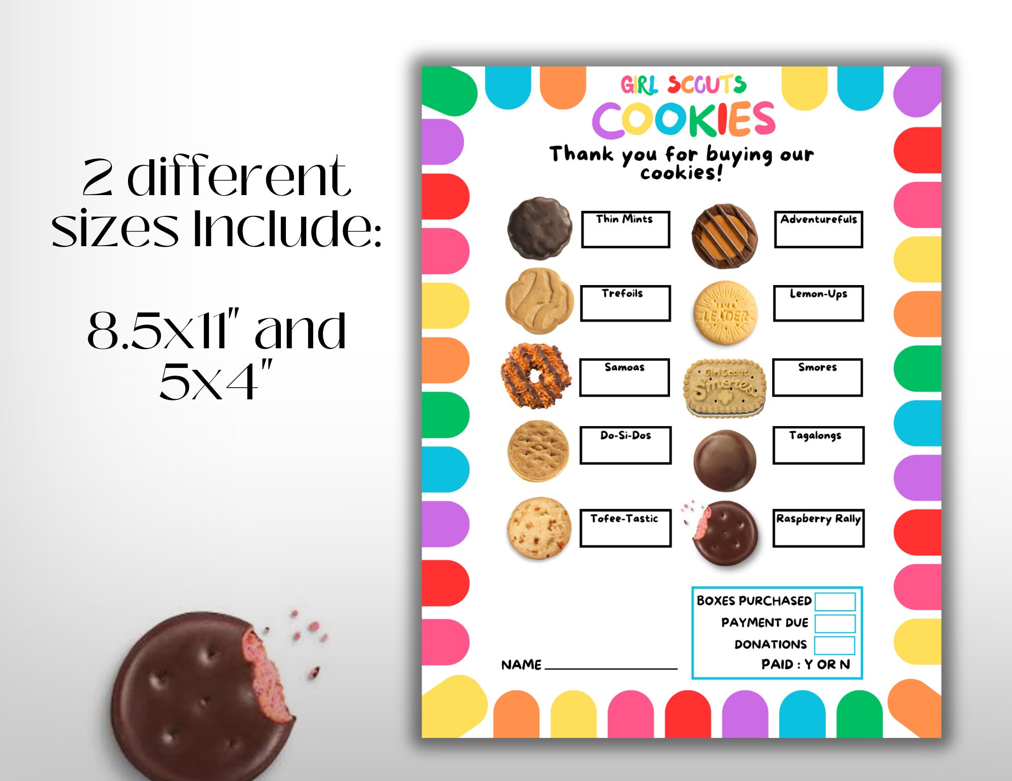 2023 LBB Girl Scout Cookie Receipt Receipt Template Girl - Etsy