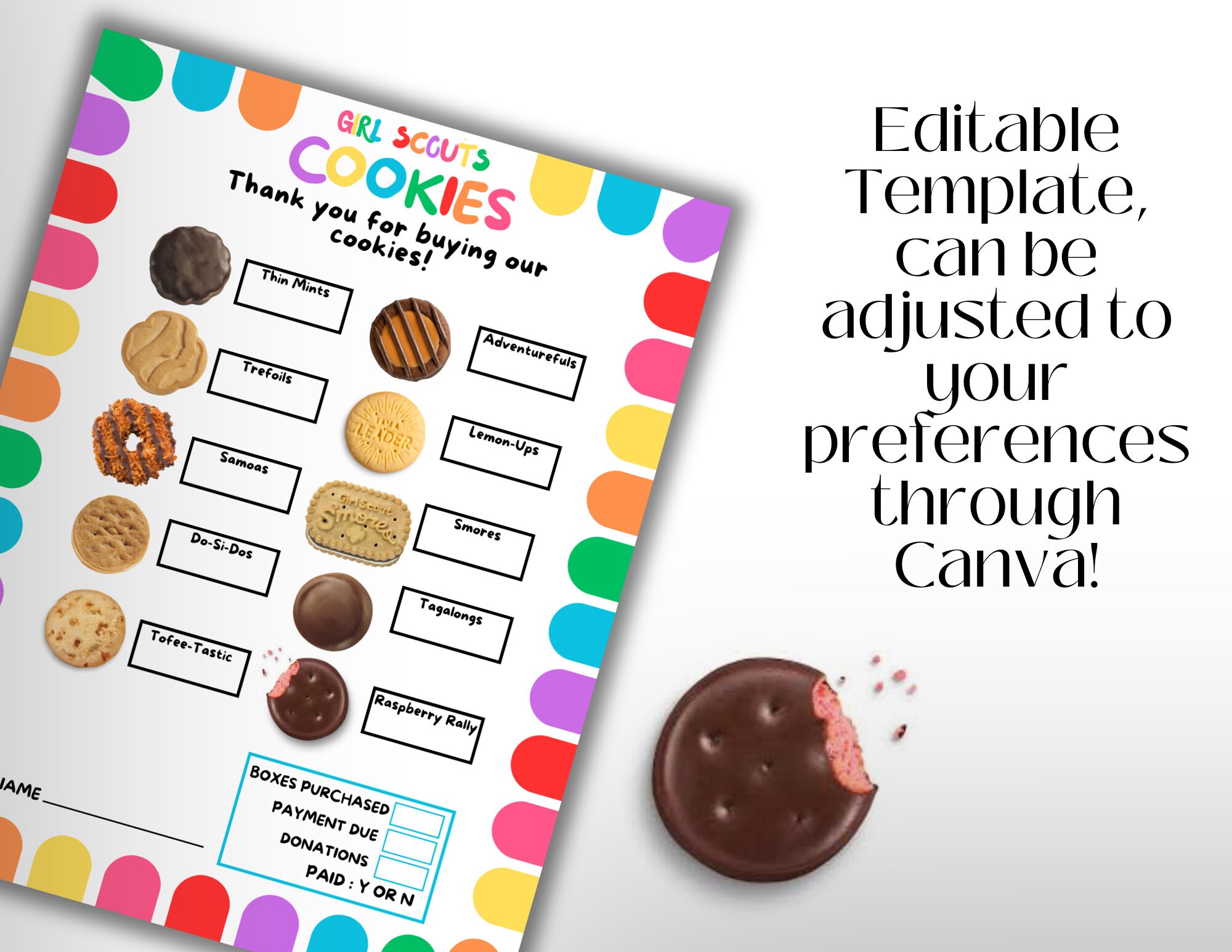 2023 LBB Girl Scout Cookie Receipt Receipt Template Girl - Etsy