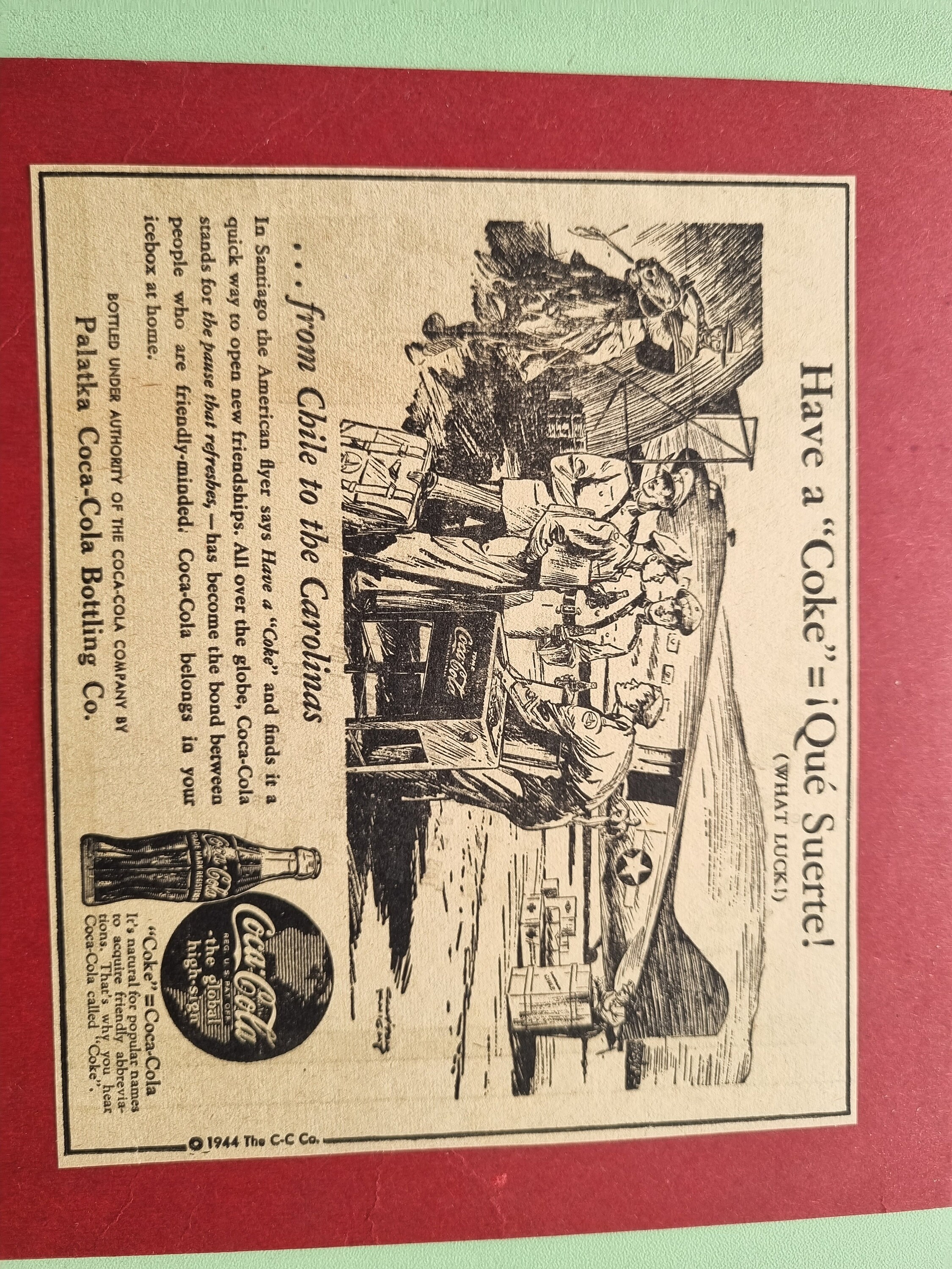 Original Vintage WWII 1944 COCA COLA Newspaper Advertisement ...