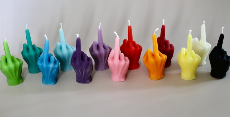 Middle Finger Beeswax/soy Blend Candle Small | Birthday Candle | Cake ...