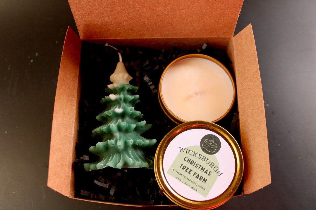 Holiday Gift Box Tree Candle and 4oz Scented Candle - Etsy