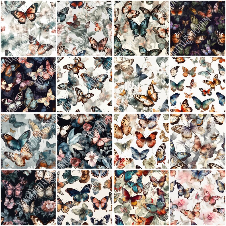 Butterfly Seamless Texture Pattern, Nature Style, Digital Background ...