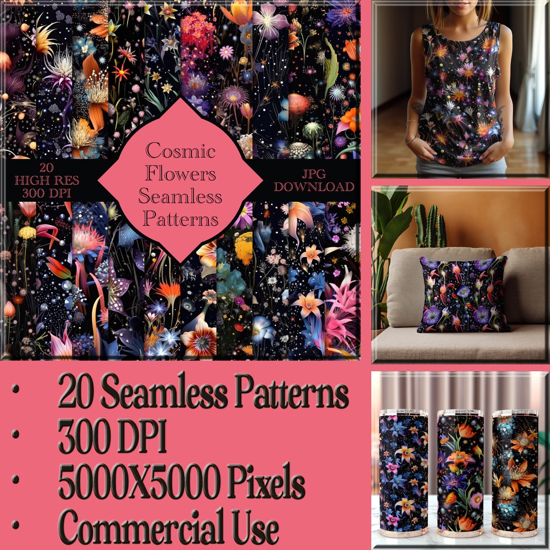 Cosmic Flower Seamless Texture Pattern Celestial Style - Etsy
