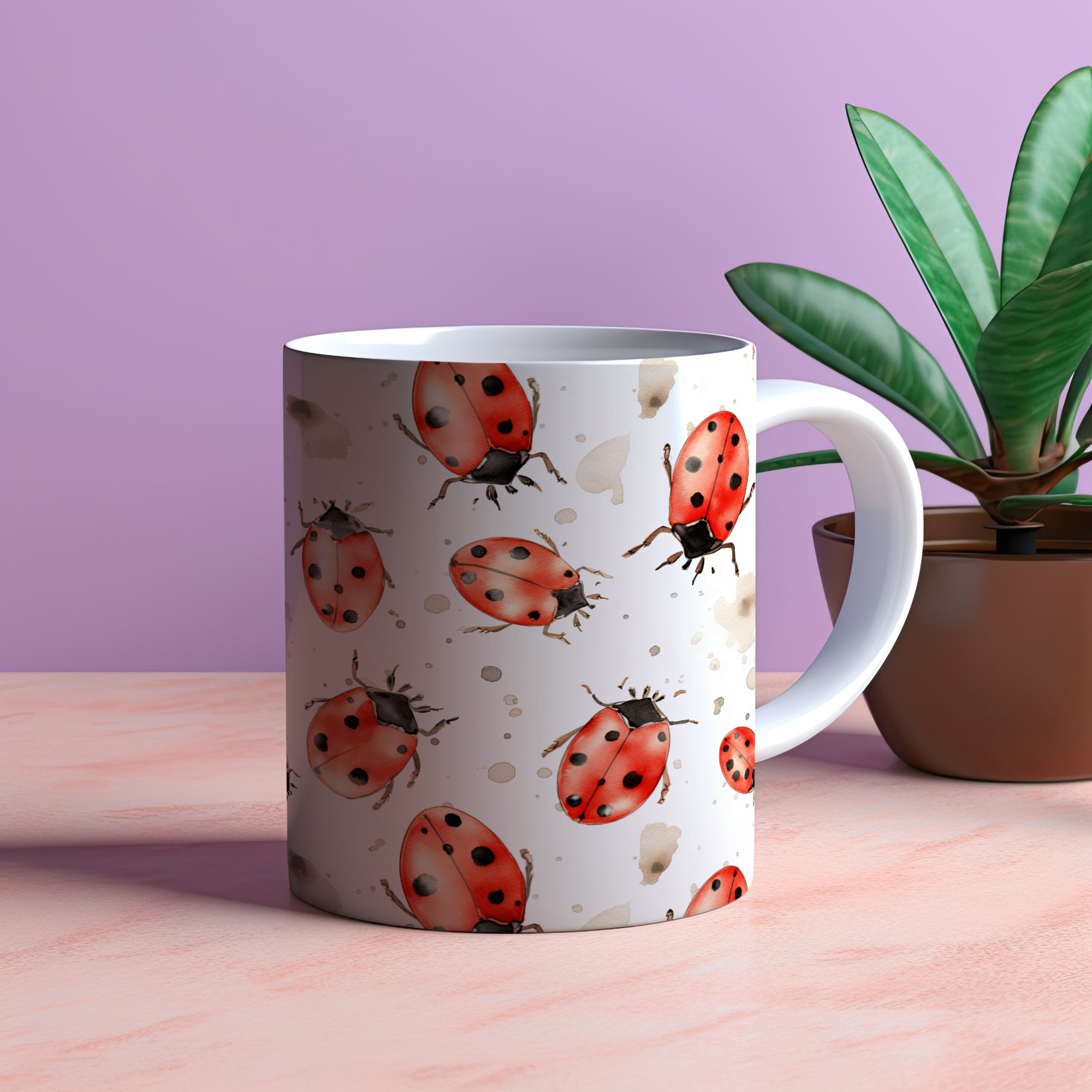 Watercolor Ladybug Texture Seamless Pattern, Spring and Summer Design ...