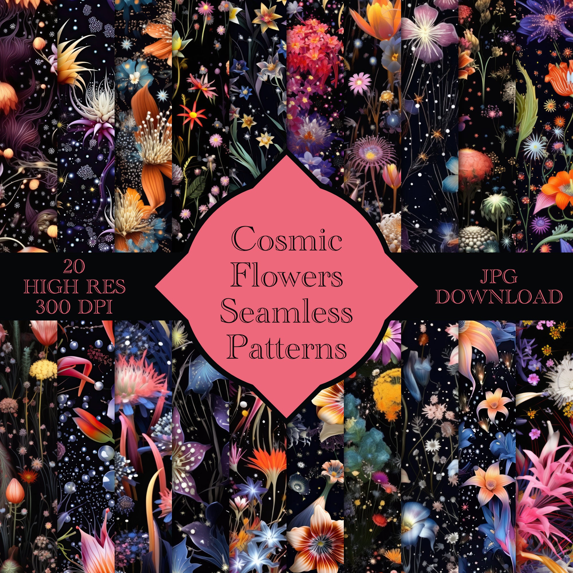 Cosmic Flower Seamless Texture Pattern Celestial Style - Etsy