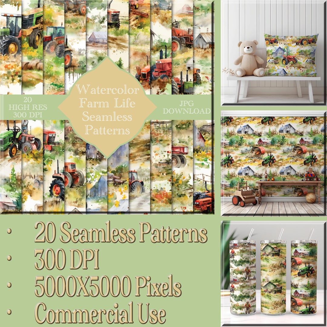 Country Farm Seamless Texture | Agricultural Printable Pattern ...
