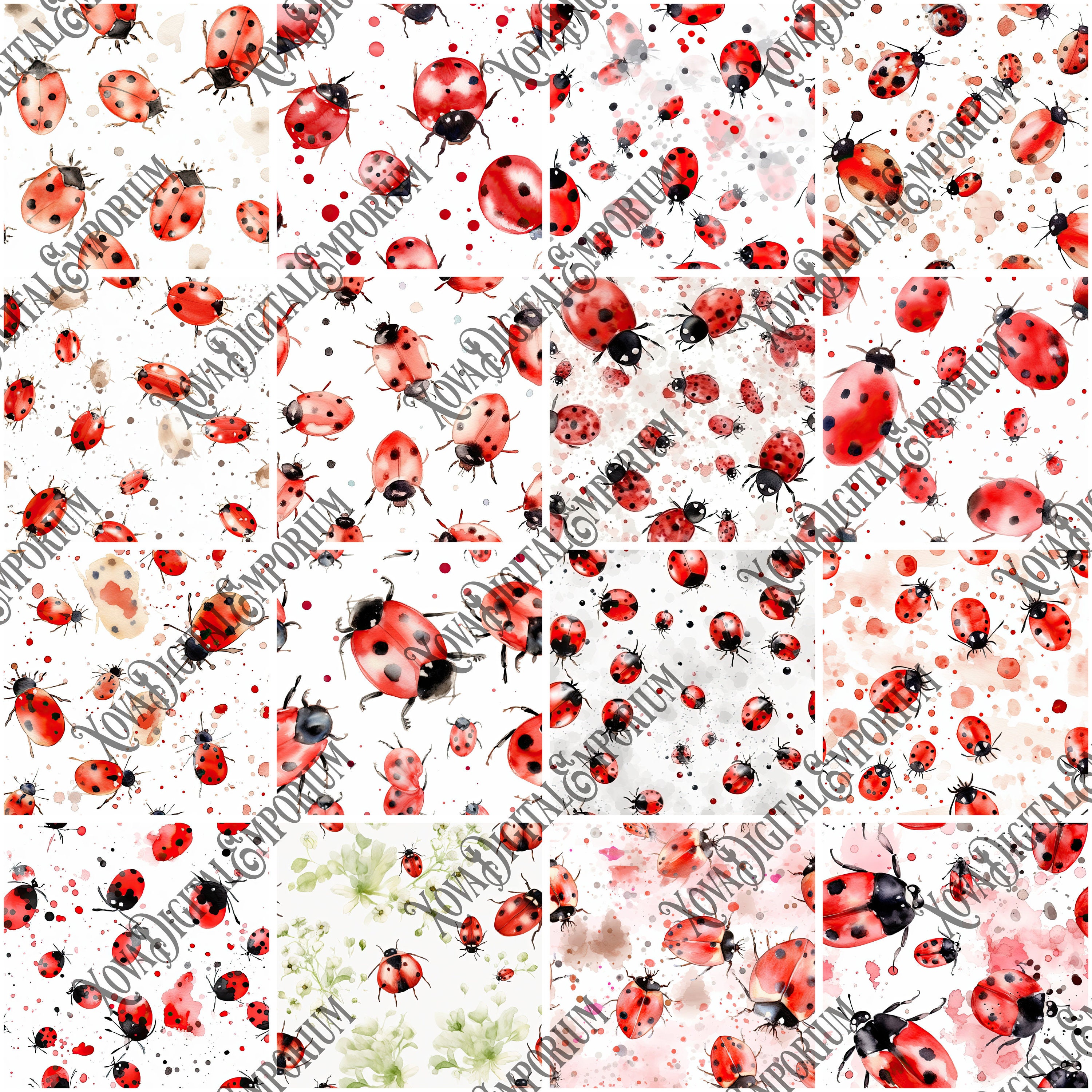 Watercolor Ladybug Texture Seamless Pattern, Spring and Summer Design ...