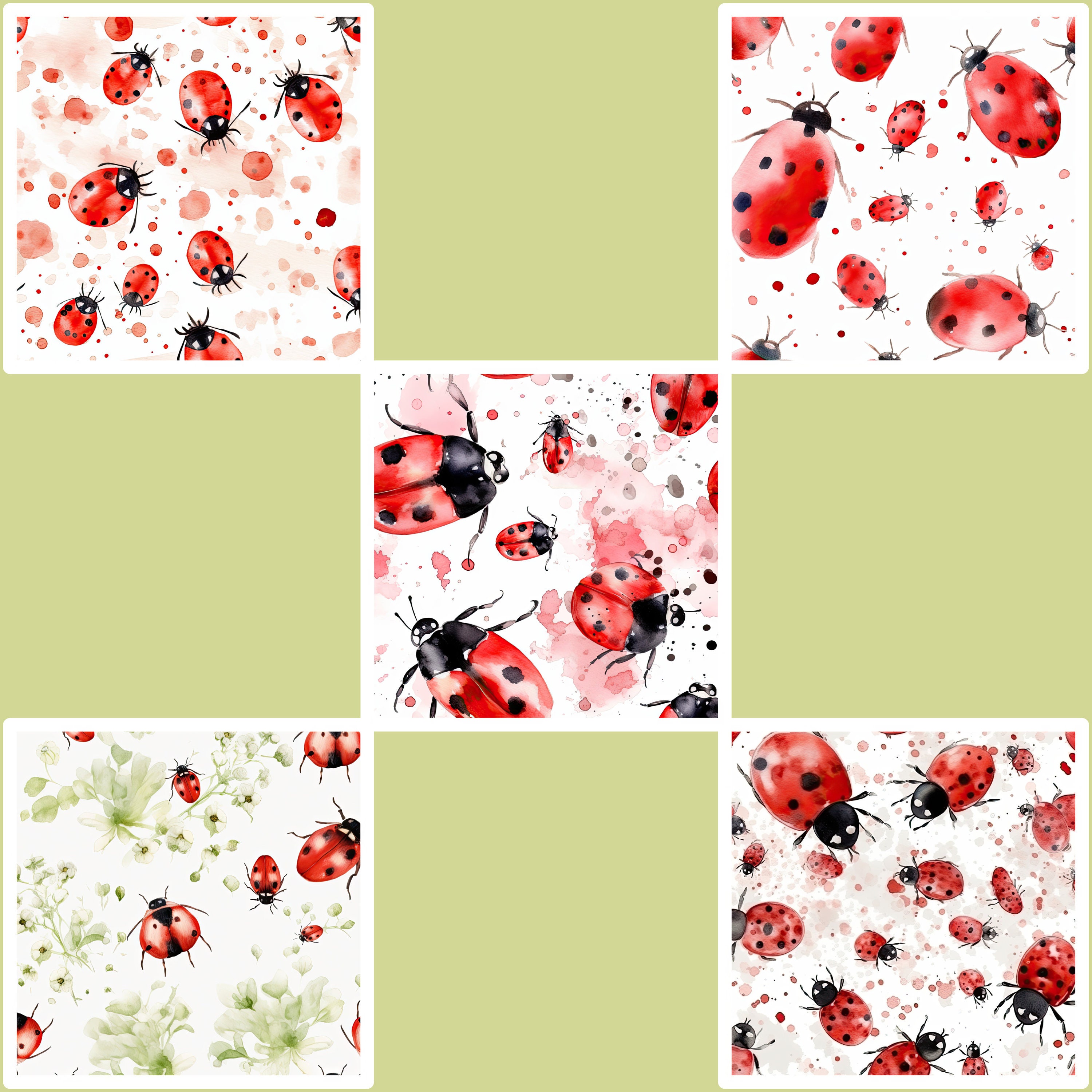 Watercolor Ladybug Texture Seamless Pattern, Spring and Summer Design ...