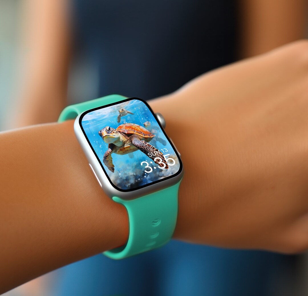 Watercolor Sea Turtles Apple Smart Watch Face Bundle Wallpaper Set for ...