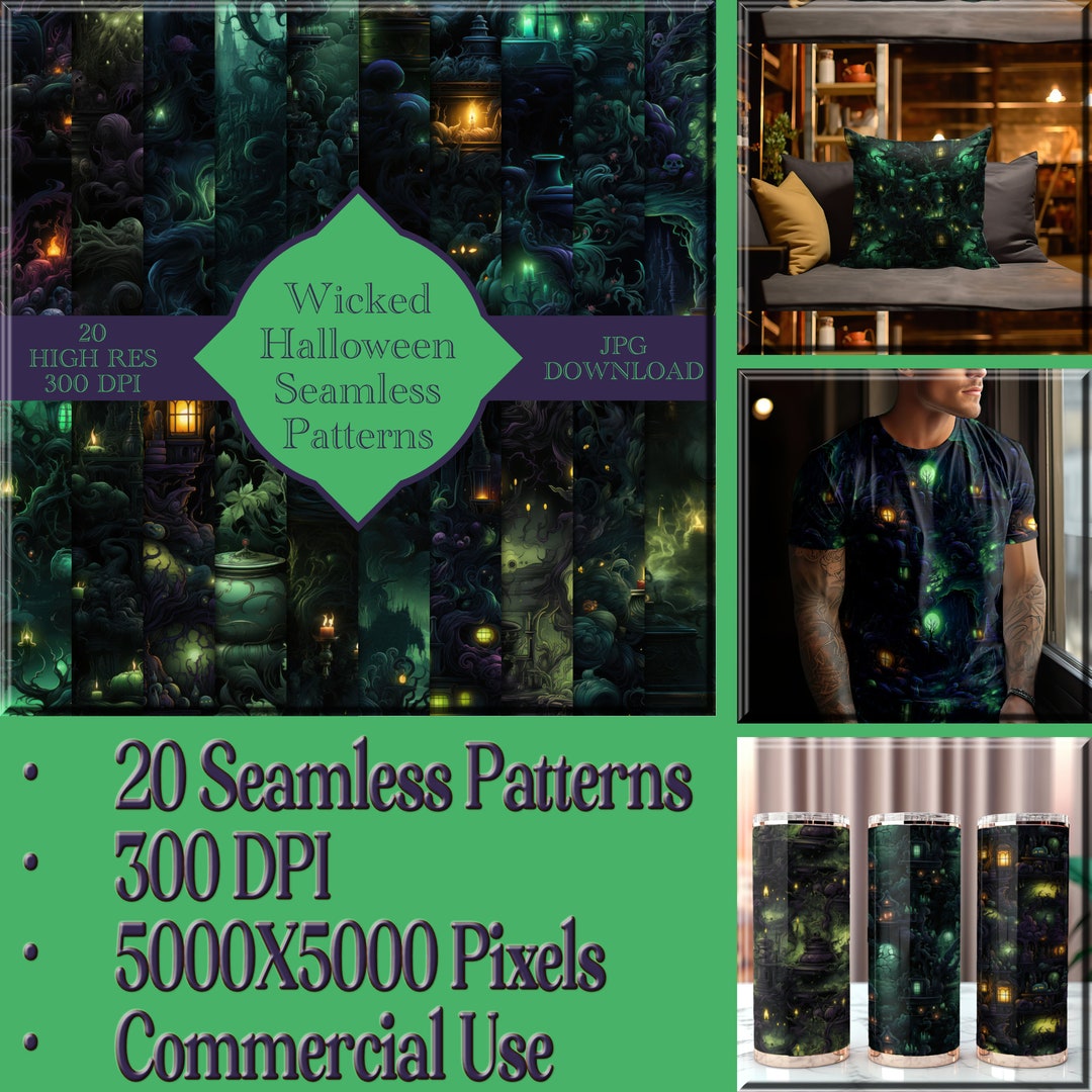 Creepy and Wicked Halloween Background - Seamless Pattern Art Download ...