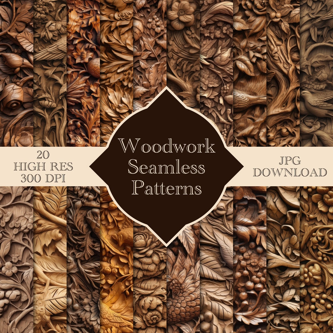 Carved Wood Seamless Patterns for DIY Craft Projects - Etsy