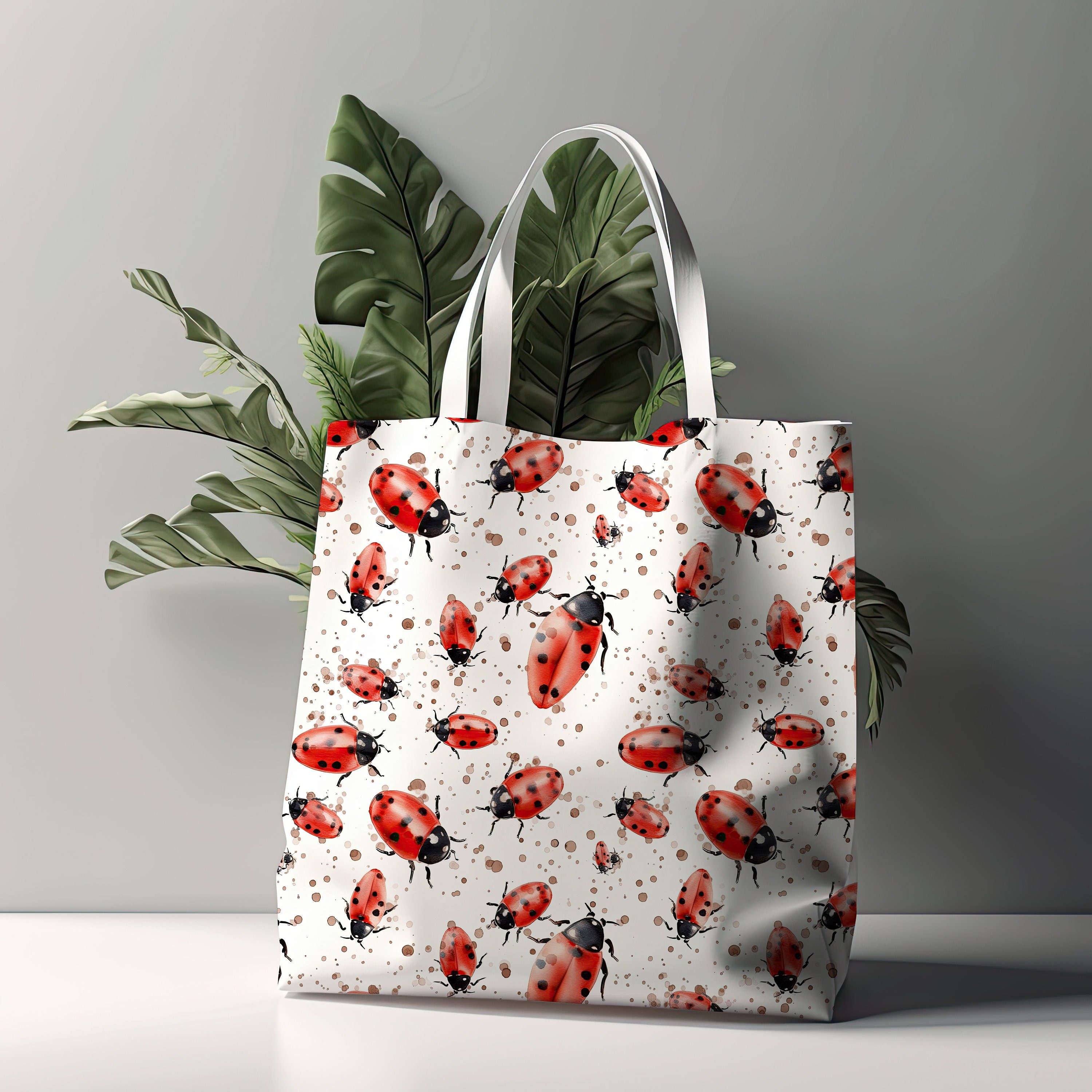 Watercolor Ladybug Texture Seamless Pattern, Spring and Summer Design ...