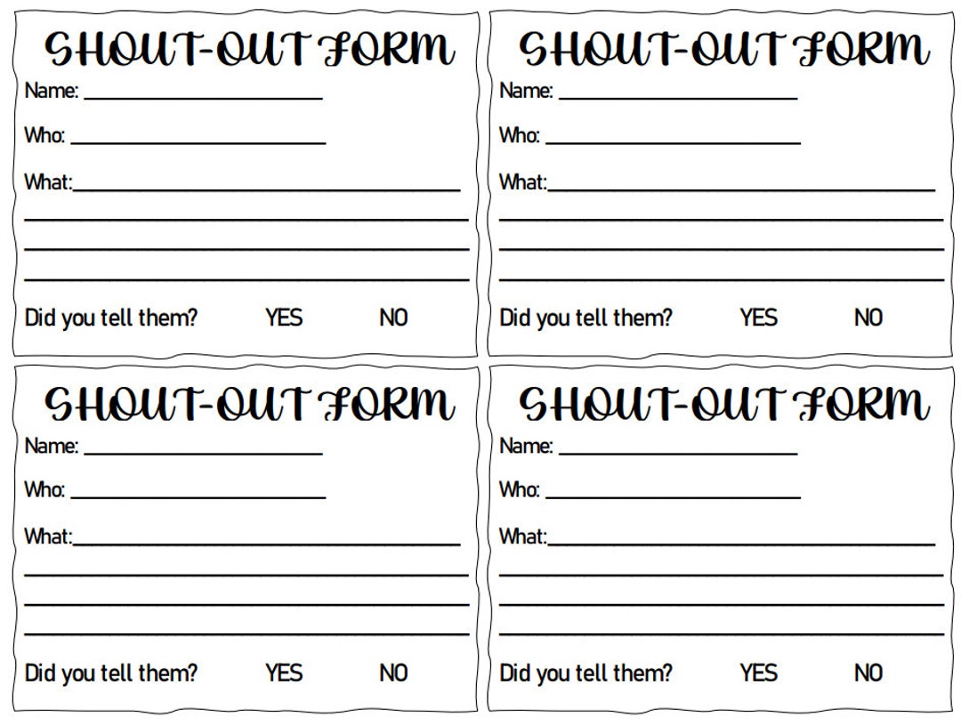 Bundle: Tattle and Shout-out Forms - Etsy
