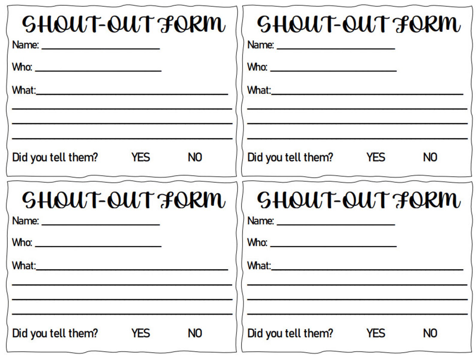 Bundle: Tattle and Shout-out Forms - Etsy