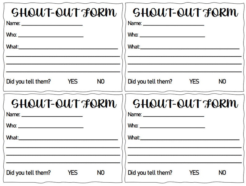 Shout-out Forms - Etsy