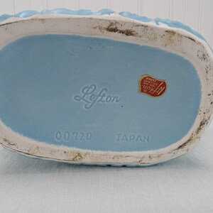 Vintage Lefton Blue Bassinet Planter Music Box Ceramic Flowers 00720 ...