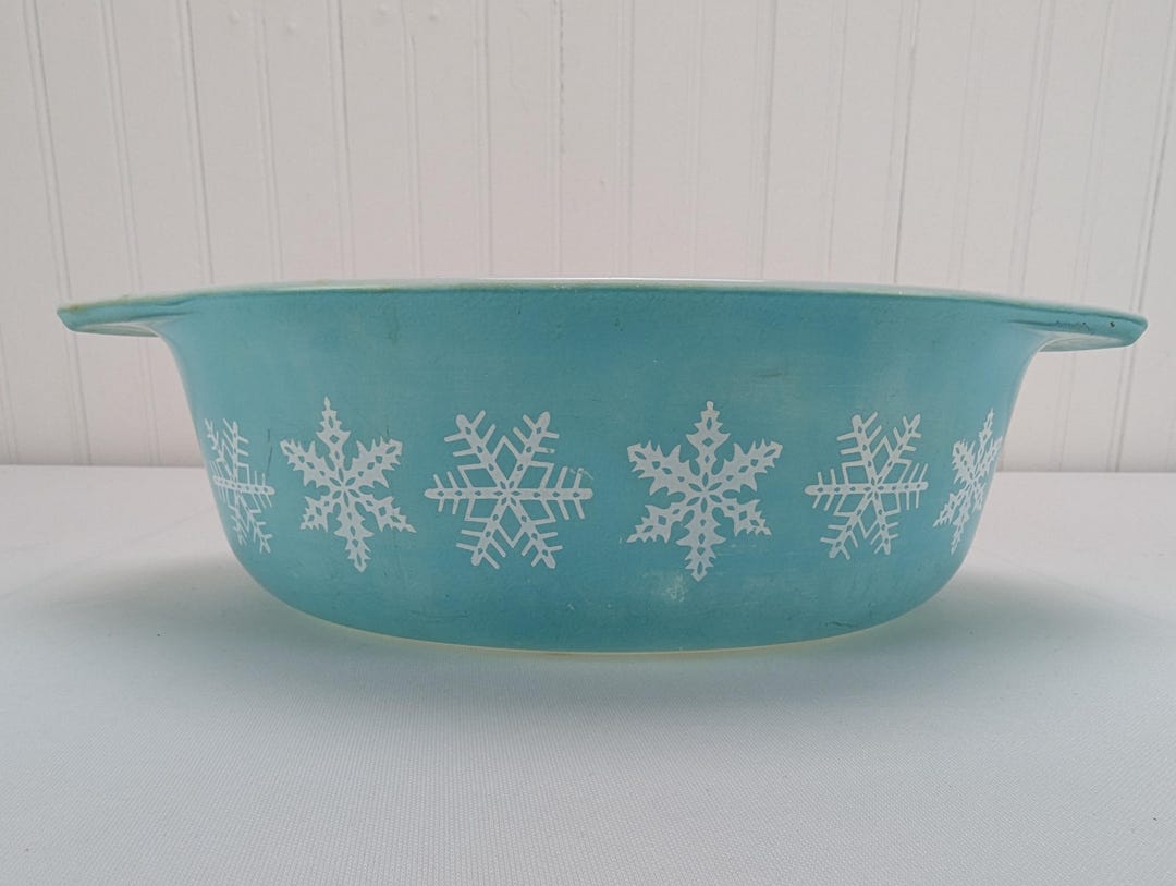 Vintage Pyrex Turquoise Blue Snowflake 043 Casserole Dish 1.5qt Glass ...