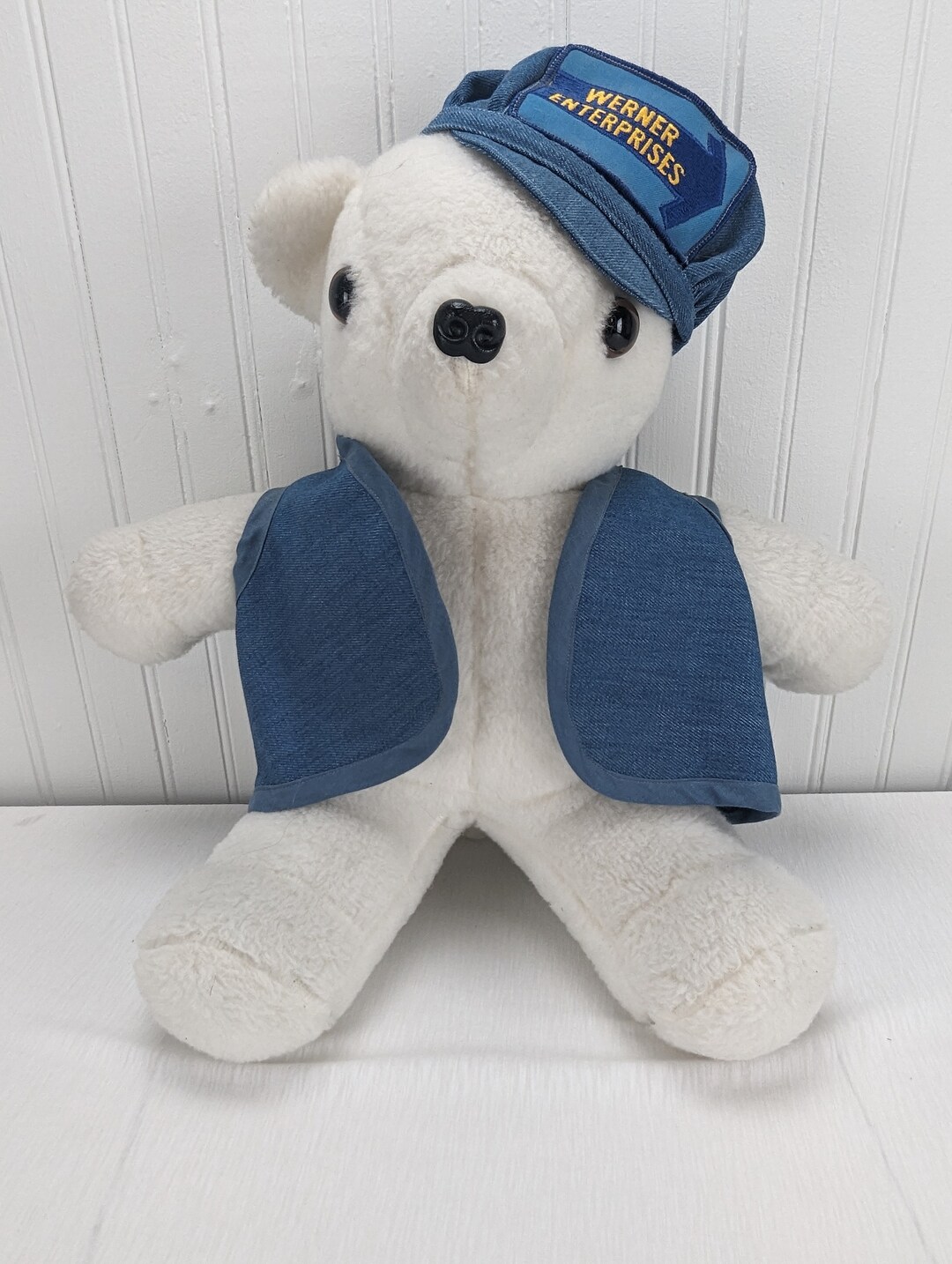 Joyce Jones Handmade White Teddy Bear Werner Enterprises 14" Tremonton ...