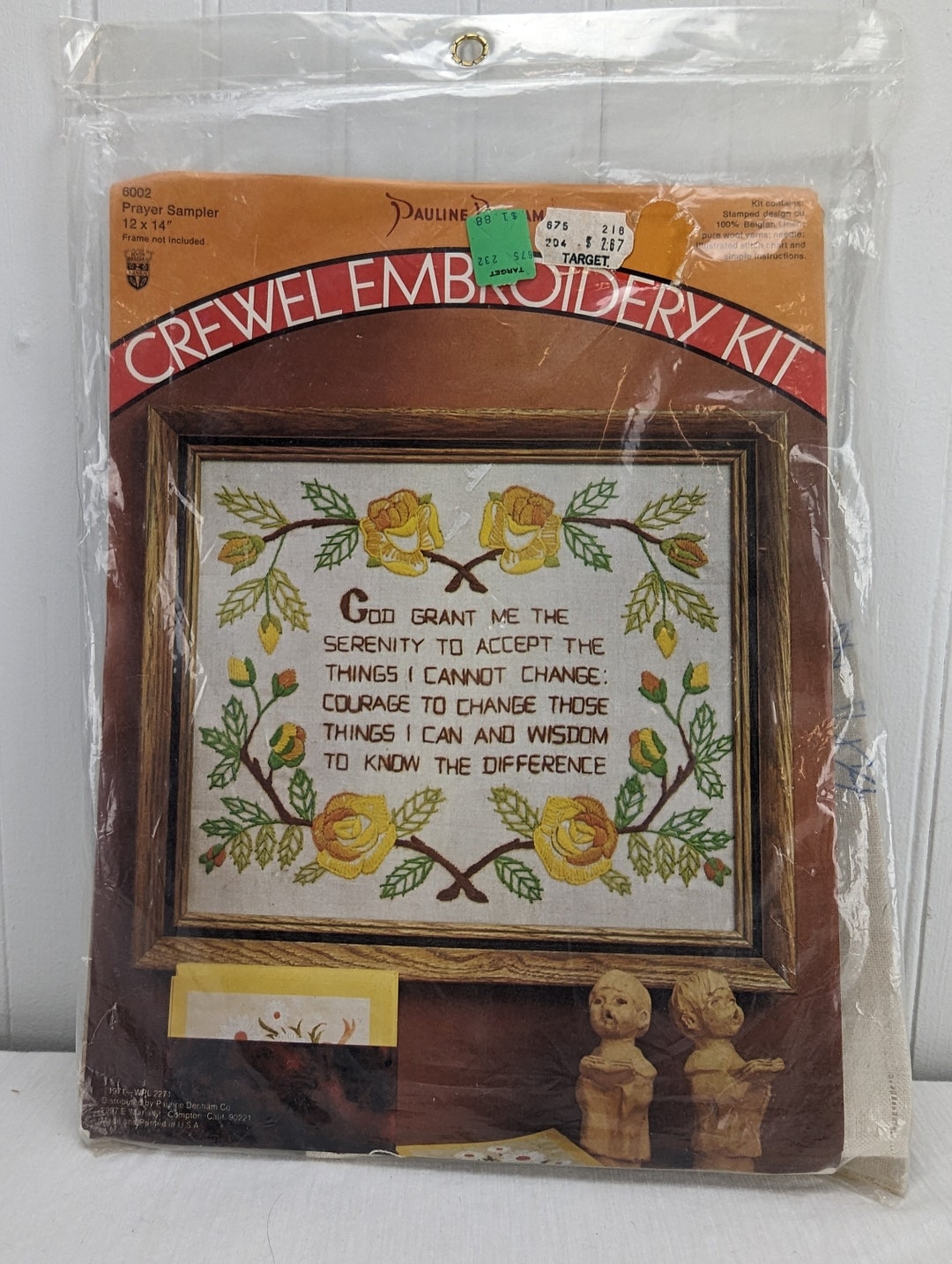 Vintage Pauline Denham Prayer Sampler Crewel Embroidery Kit 12x14 ...