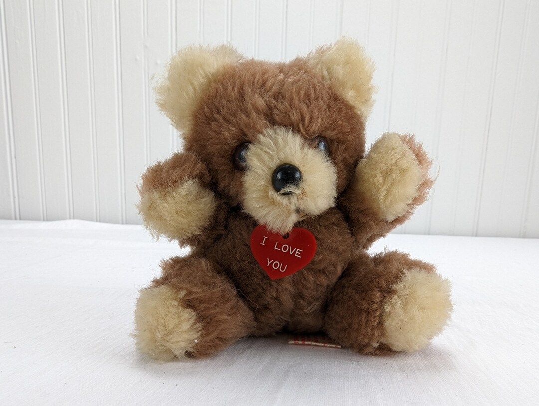 Vintage 1979 Russ Teddy Bear Plush 5" Brown Stuffed Animal Gift Heart ...