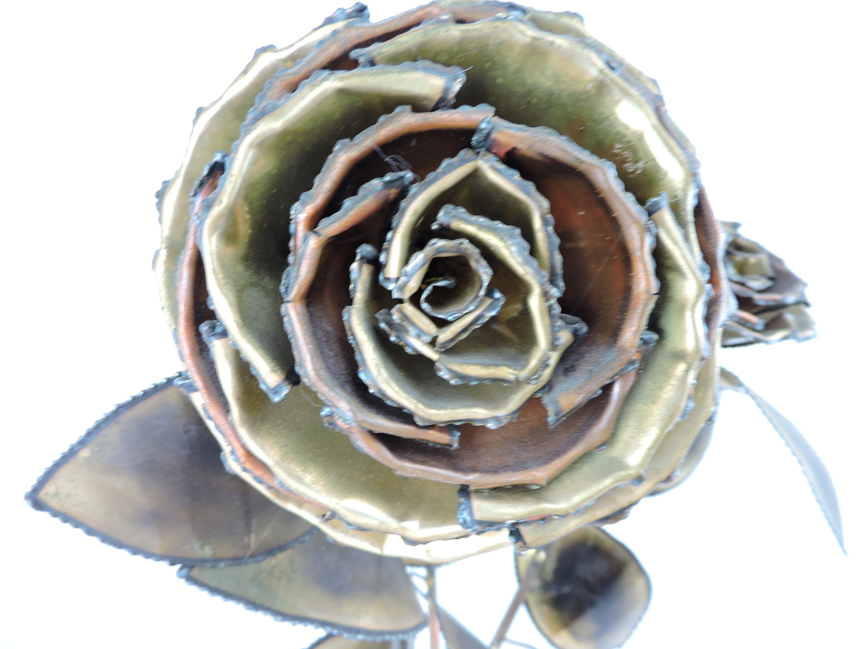 Vintage Metal Brass Art Roses on Rock Base 14 MCM Home | Etsy