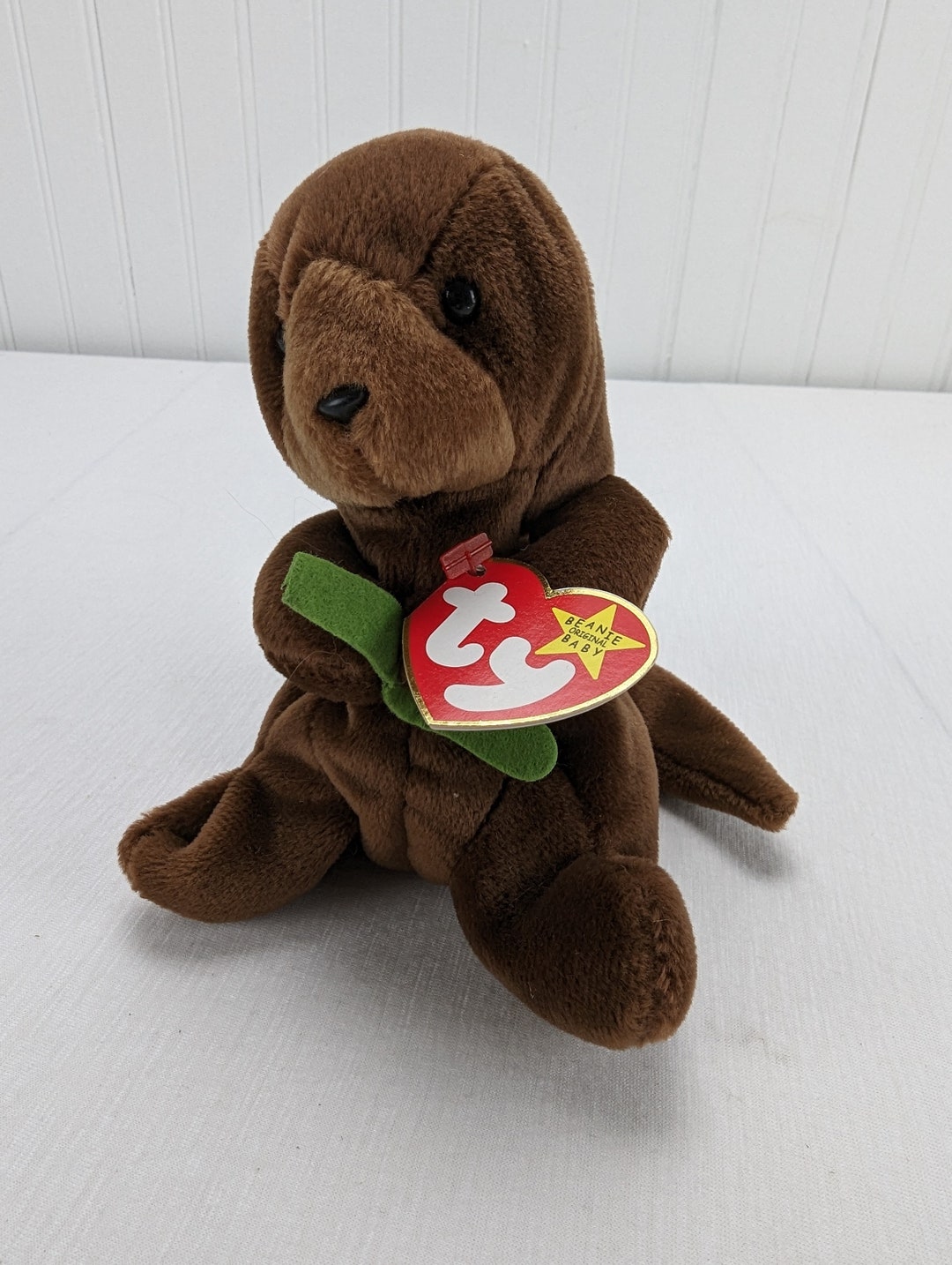 Ty Beanie Baby Seaweed Otter Plush 6" Stuffed Animal 1995 March Heart ...