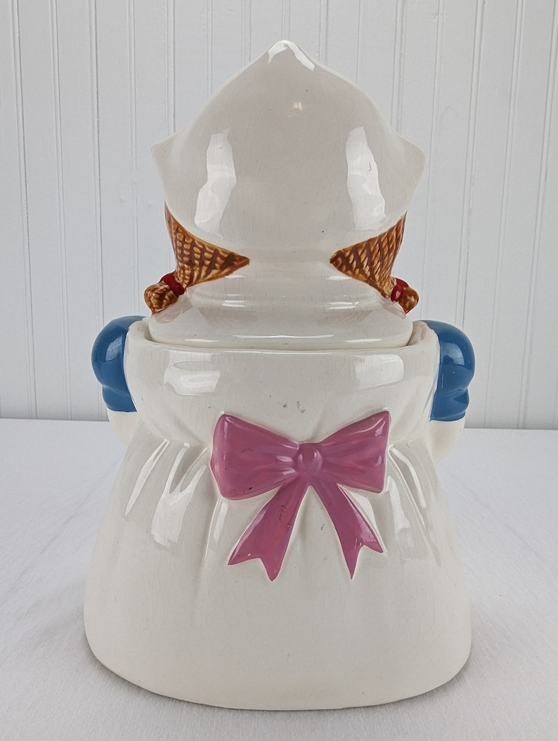 Vintage Cookie Jar Dutch Girl Holding Red Tulip Ceramic Kitchen Storage ...