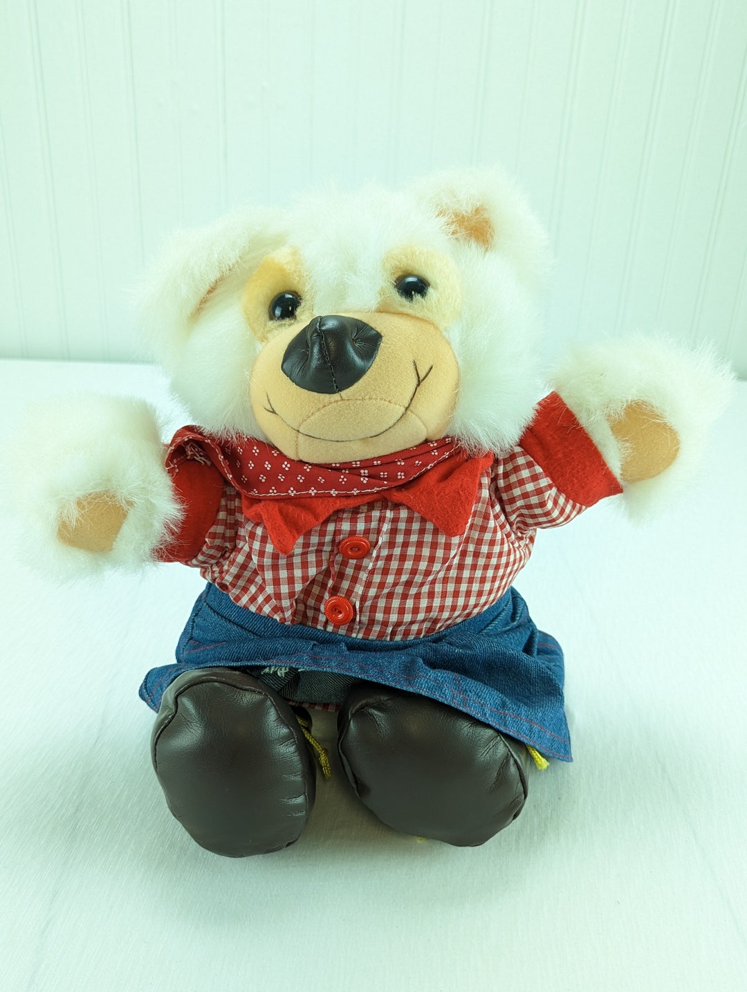 Atlanta Gerber White Western Teddy Bear Plush 16" Stuffed Animal ...