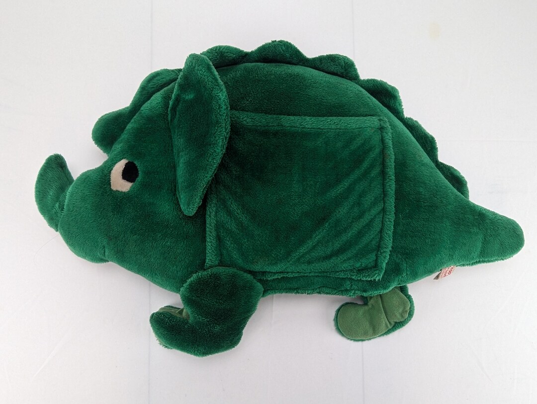 Vintage Floppy Friends Green Dinosaur Plush Side Pocket Pajama Pouch 26 ...