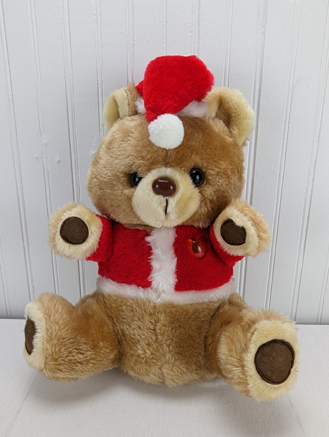 Vintage Cuddle Wit Christmas Bear Plush Light up Heart Not Working Rare ...