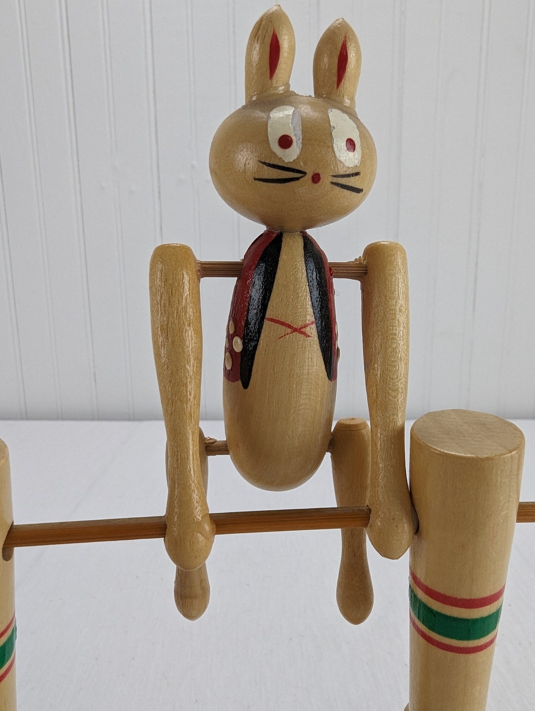 Vintage Wooden Gymnastic Bunny Rabbit Spinning Flipping Toy Japan - Etsy