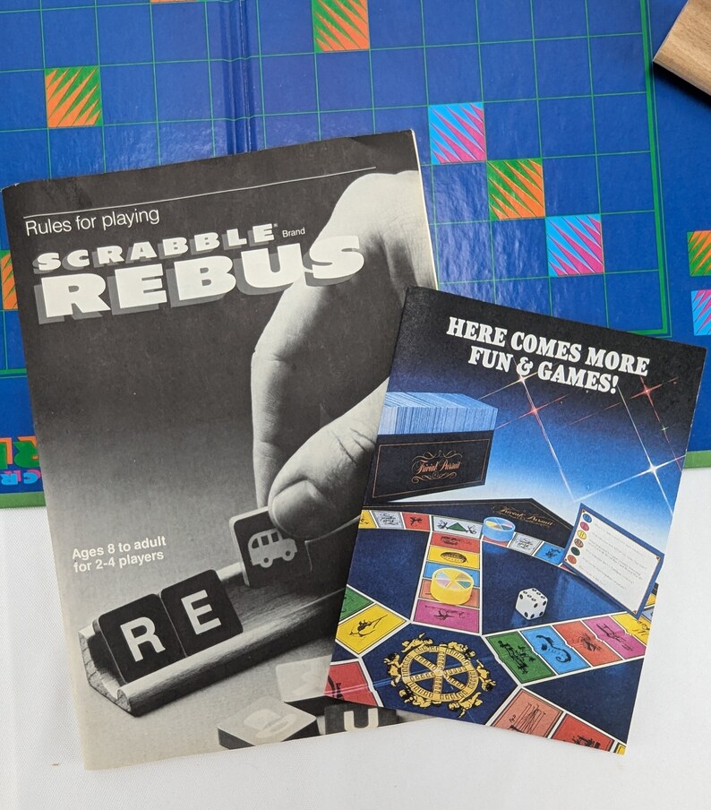 Vintage Scrabble Rebus Board Game Complete Tile Game 1986 Selchow ...