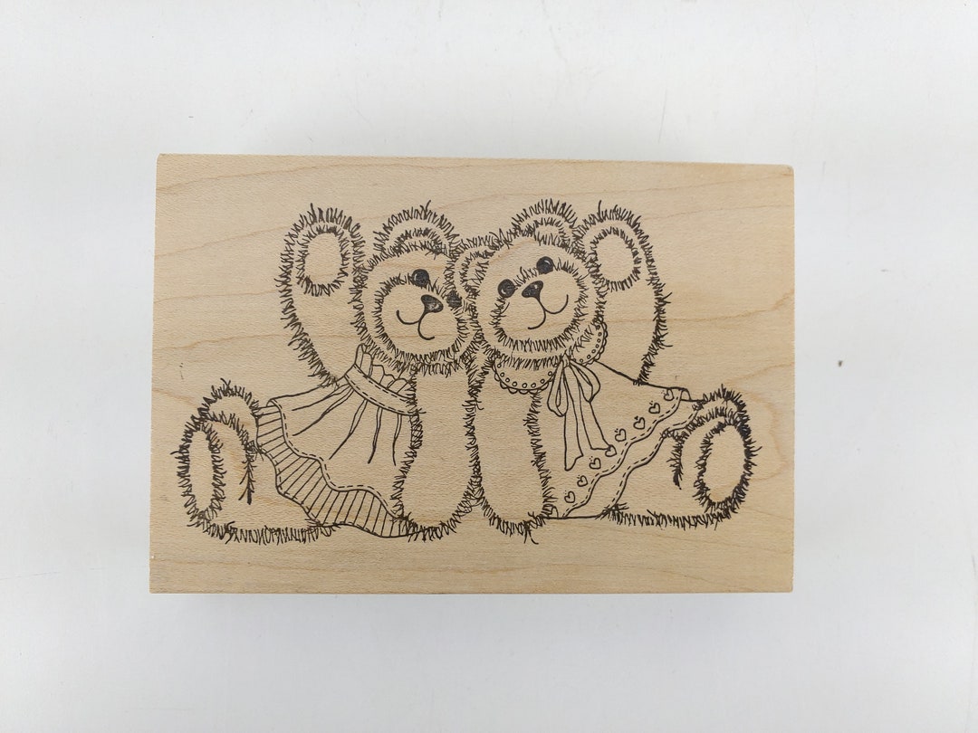 The Cottage Stamper Teddy Bear Friends K849 Large Rubber Stamp 5.5 X 3. ...