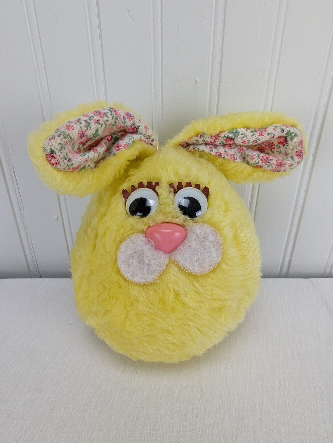 Vintage Animal Farm Musical Yellow Bunny Rabbit Plush Round Stuffed ...