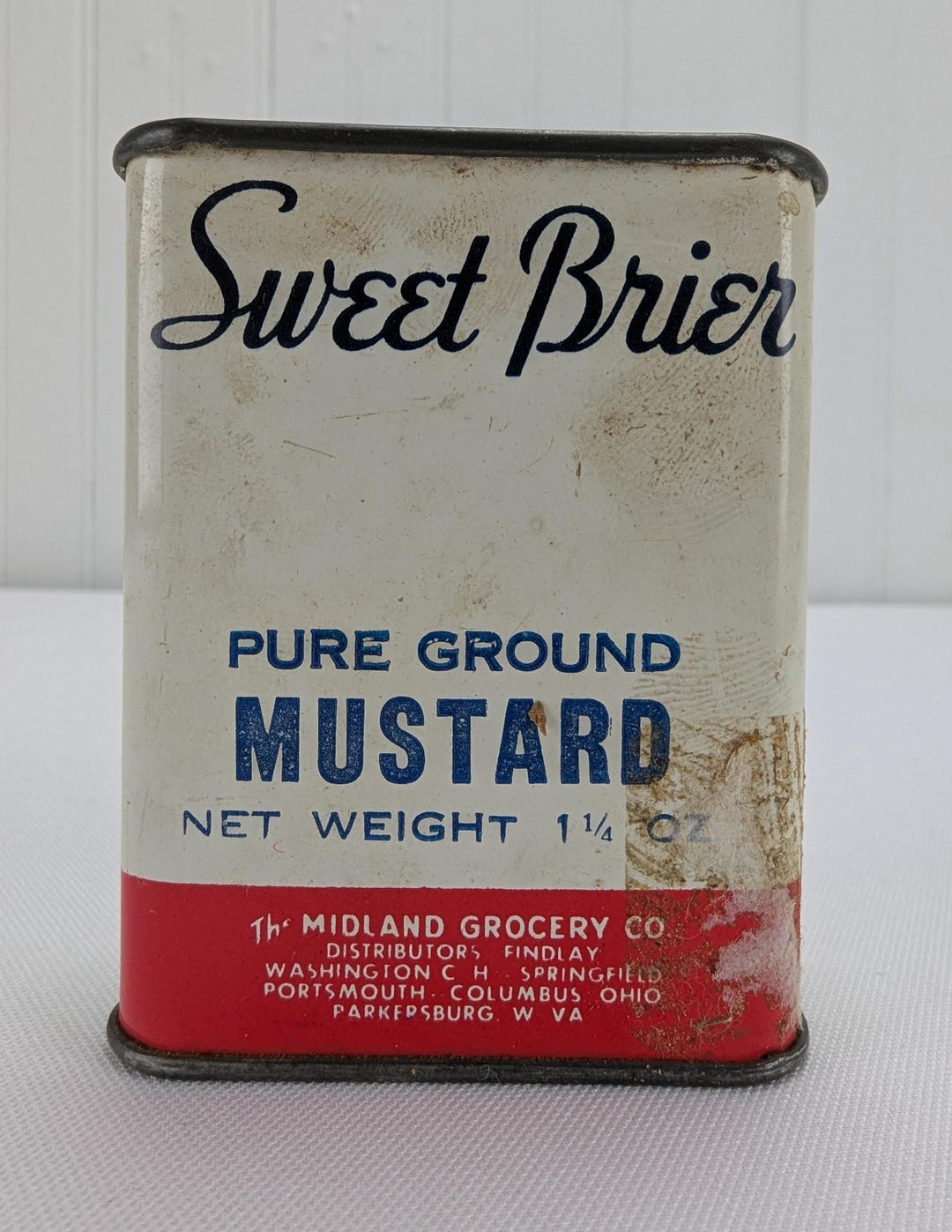 Vintage Sweet Brier Pure Ground Mustard Spice Tin Midland Grocery Co ...