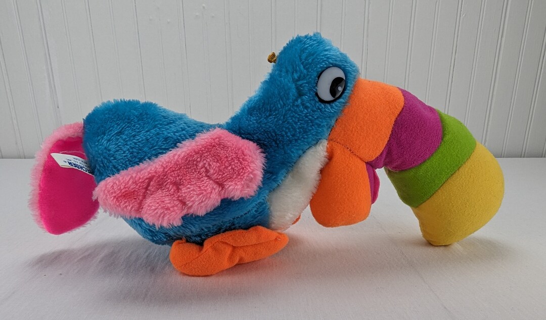 Vintage Dan Brechner Blue Neon Toucan Bird Plush Stuffed Animal 14 ...