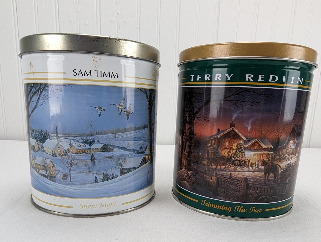 Sam Timm Silent Night Terry Redlin Trimming the Trees Christmas Tins ...