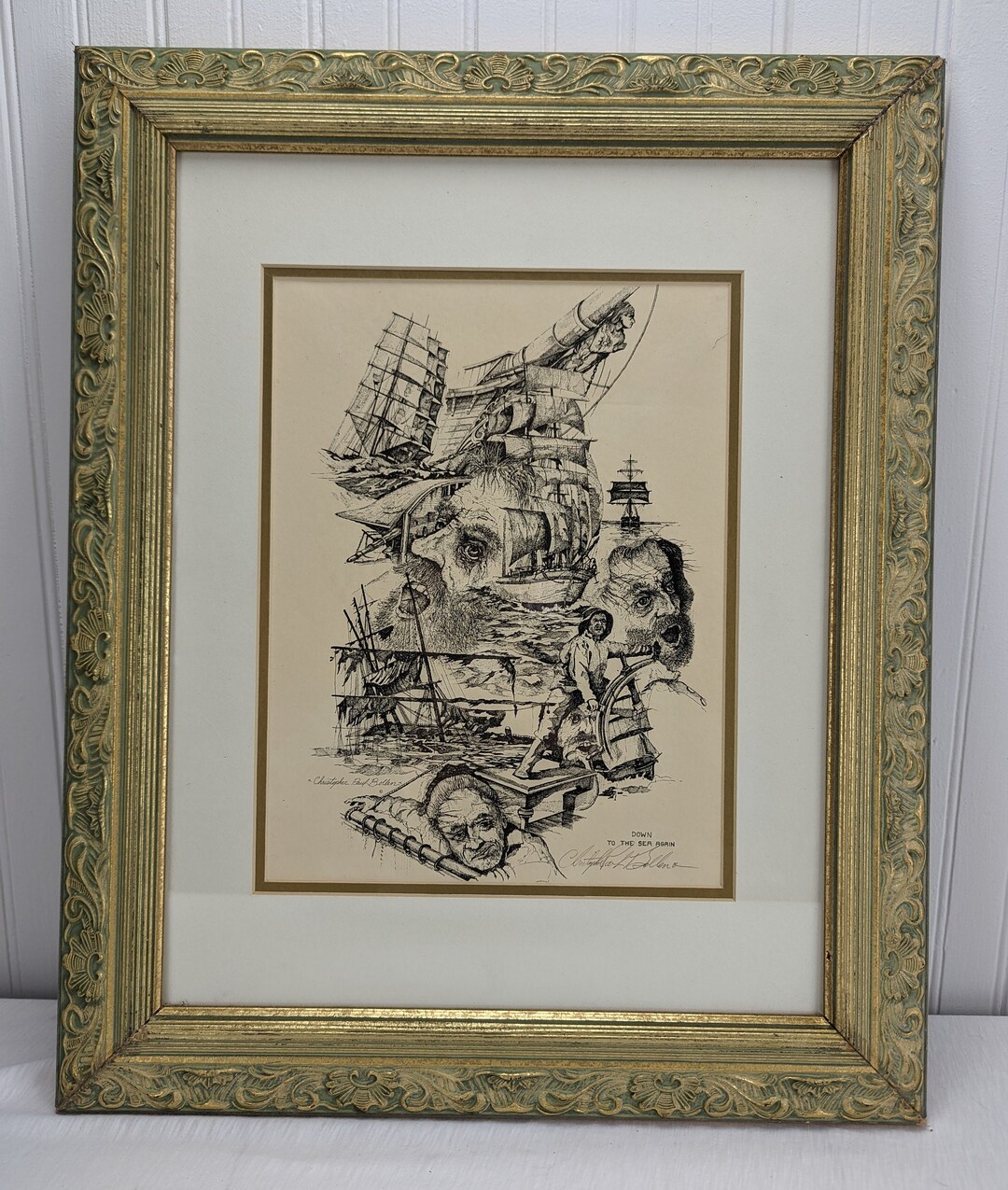 Vintage Christopher Paul Bollen Framed Artwork Print Down to the Sea ...