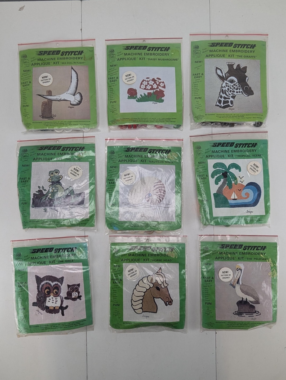 Speed Stitch Free Motion Machine Embroidery Applique Kit Lot of 9 New ...
